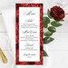 Red Roses Menu Card| Burgundy Roses Menu Cards| Floral Menu Card ...