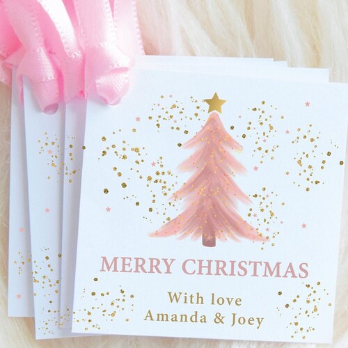 Pink Christmas Tree Tags Pink Christmas Gift Tags Pastel - Etsy