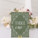Olive Green Table Number Cards| Green Wedding Table Numbers| Greenery ...
