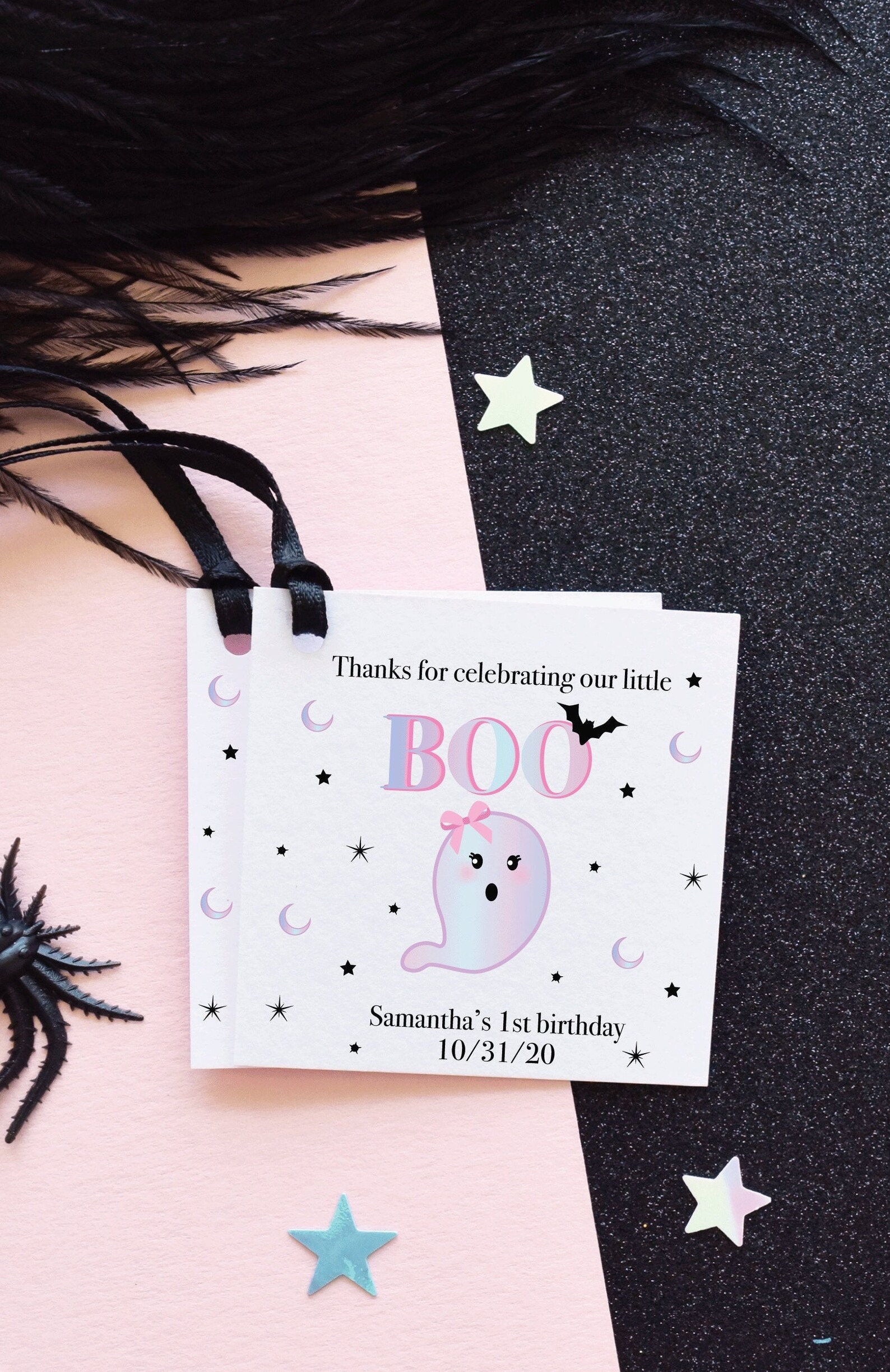 Pink Ghost Halloween Tags Little Boo Favor Tags Pastel Pink | Etsy