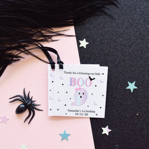 Pink Ghost Halloween Tags Little Boo Favor Tags Pastel Pink | Etsy