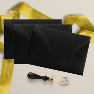 Black A7.5 Envelopes| Matte Black Wedding Envelopes| Ebony Euro Flap ...
