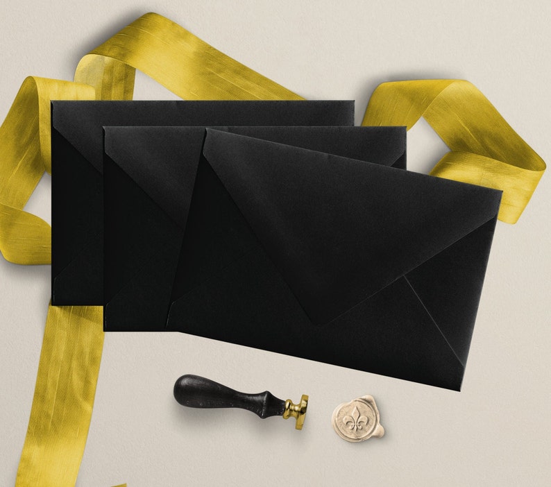 Black A7.5 Envelopes| Matte Black Wedding Envelopes| Ebony Euro Flap ...