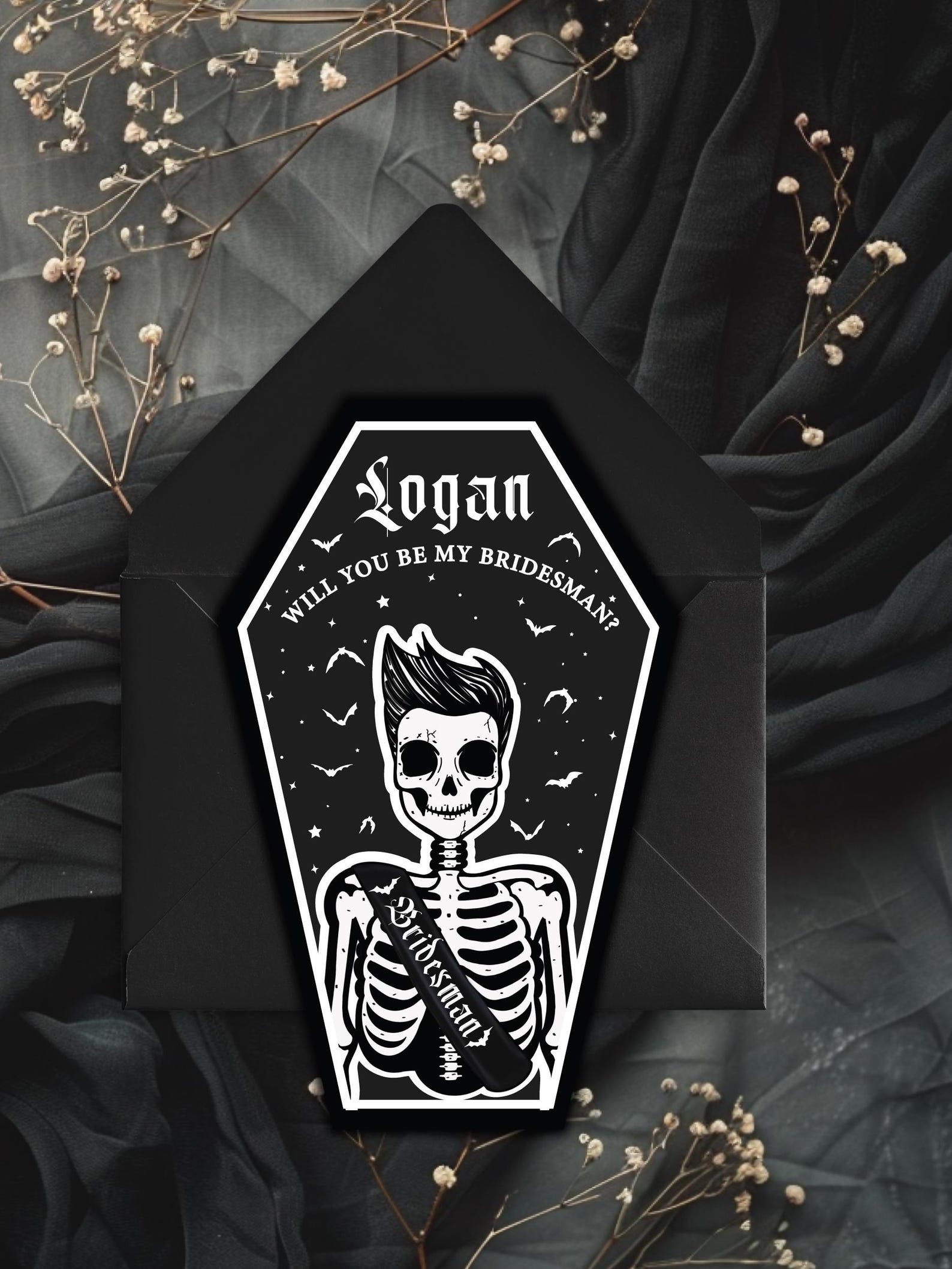 Personalized Bridesmaid Coffin Card| Custom Skeleton Bridesmaid ...