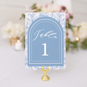 Dusty Blue Wedding Table Number| Arched Table Number Cards| French ...