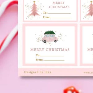 Pink Christmas Gift Tags | Pink Christmas Gift Sticker Sheet | 20 ...