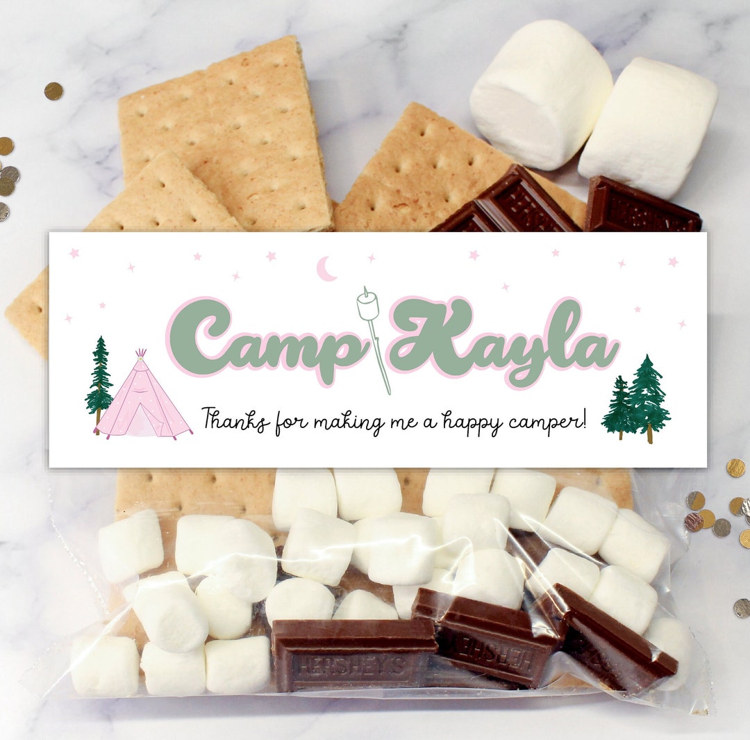Camping Bag Topper Labels Glamping Treat Bag Toppers Camp Birthday ...