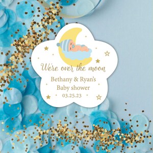 Over the Moon Baby Shower Favor Stickers Moon Baby Shower Favor Labels ...