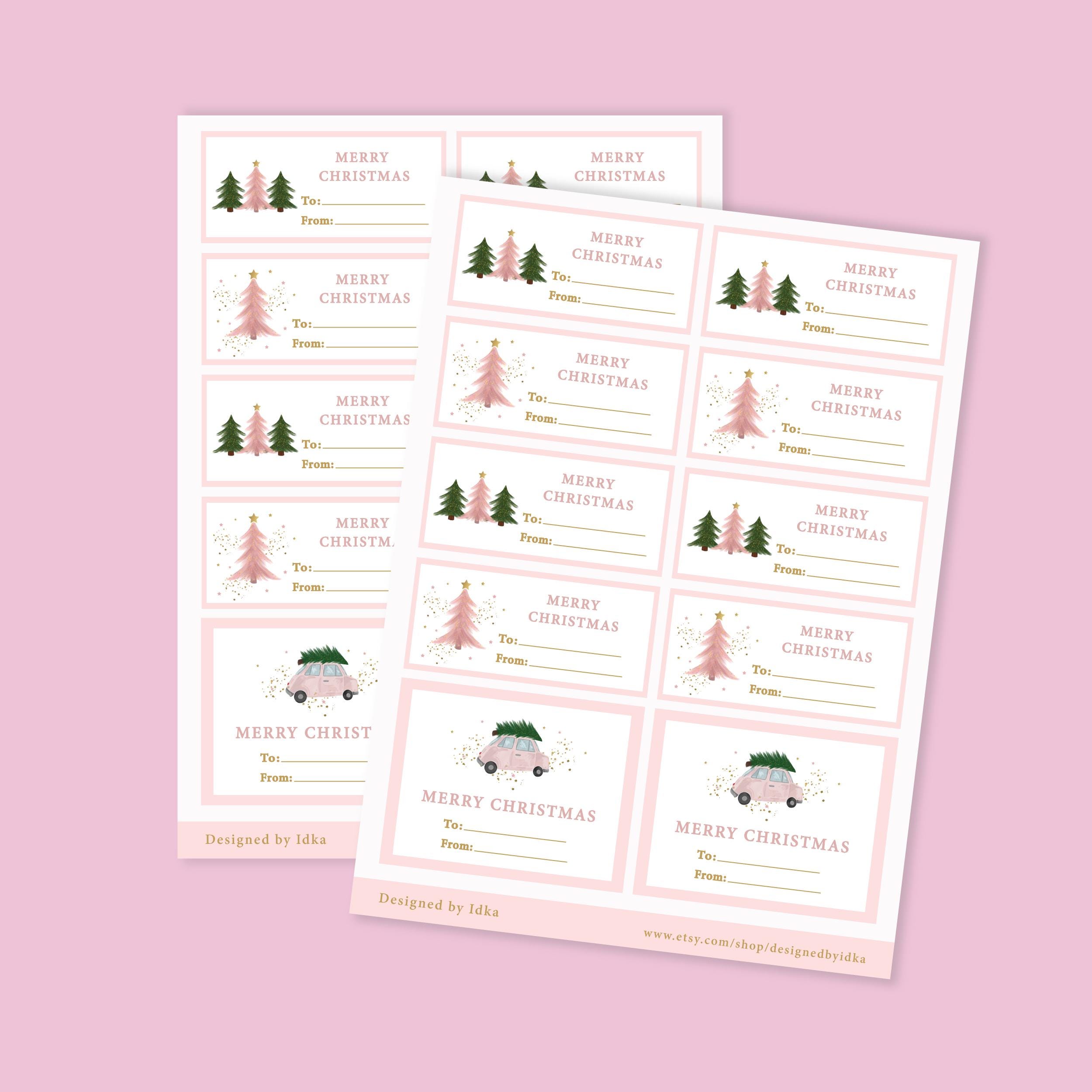 Pink Christmas Gift Tags | Pink Christmas Gift Sticker Sheet | 20 ...