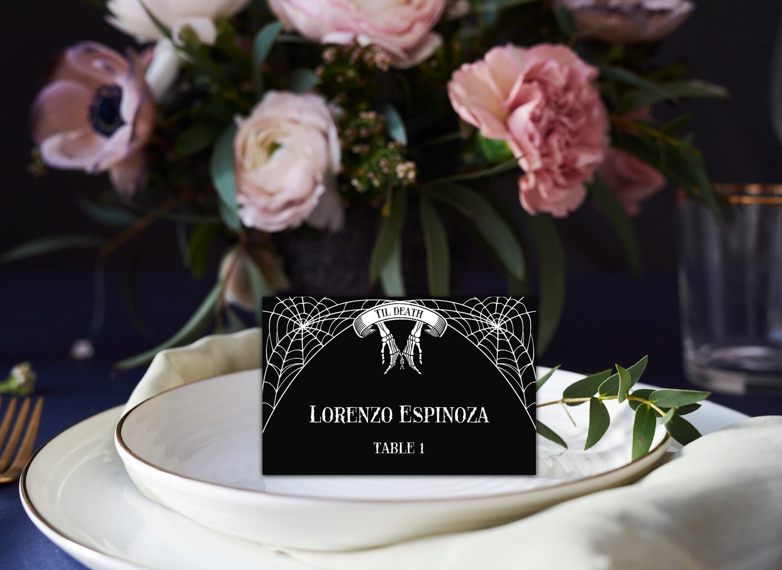 Gothic Wedding Place Cards Spider Web Seating Cards Skeleton - Etsy