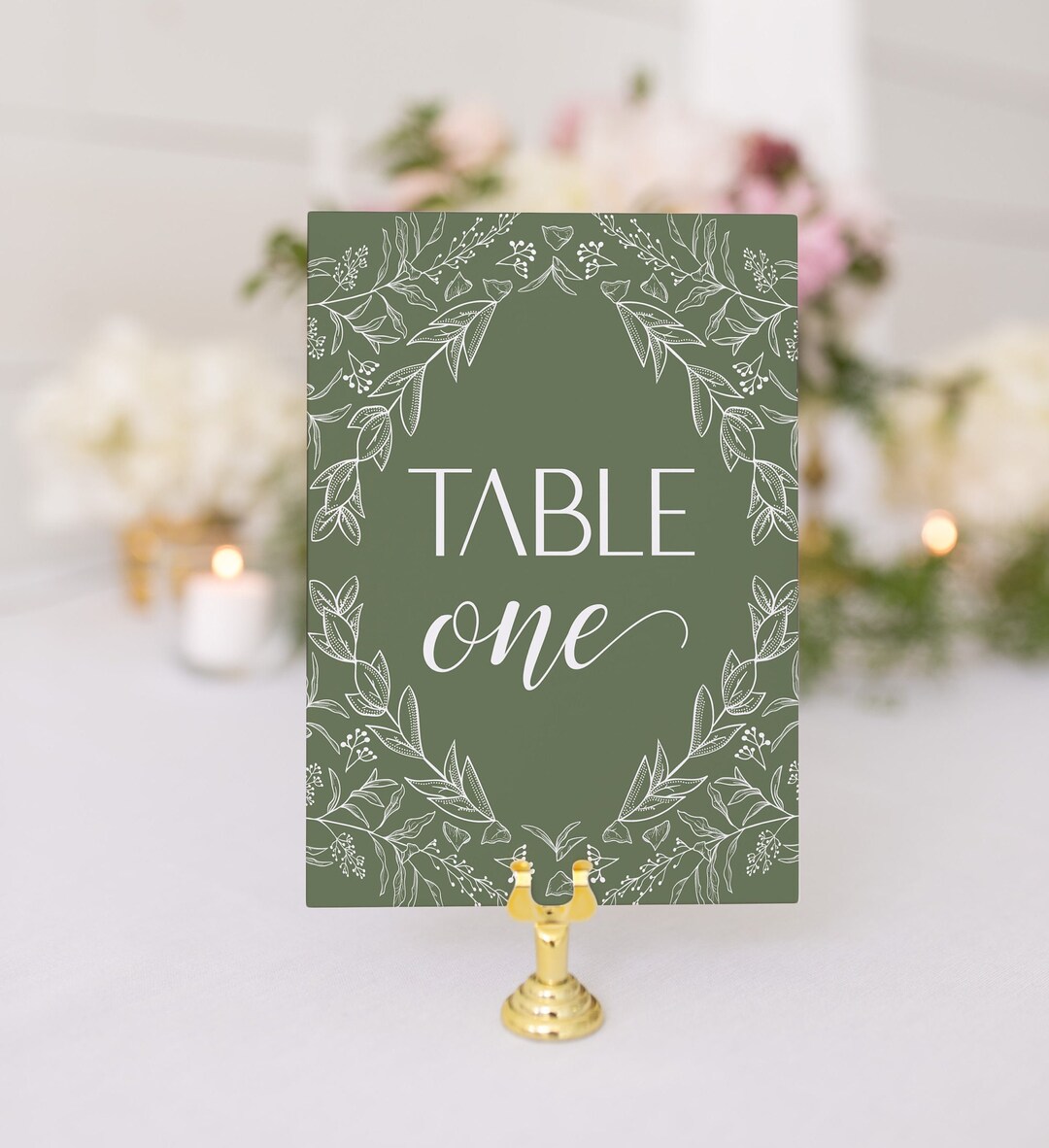 Olive Green Table Number Cards| Green Wedding Table Numbers| Greenery ...