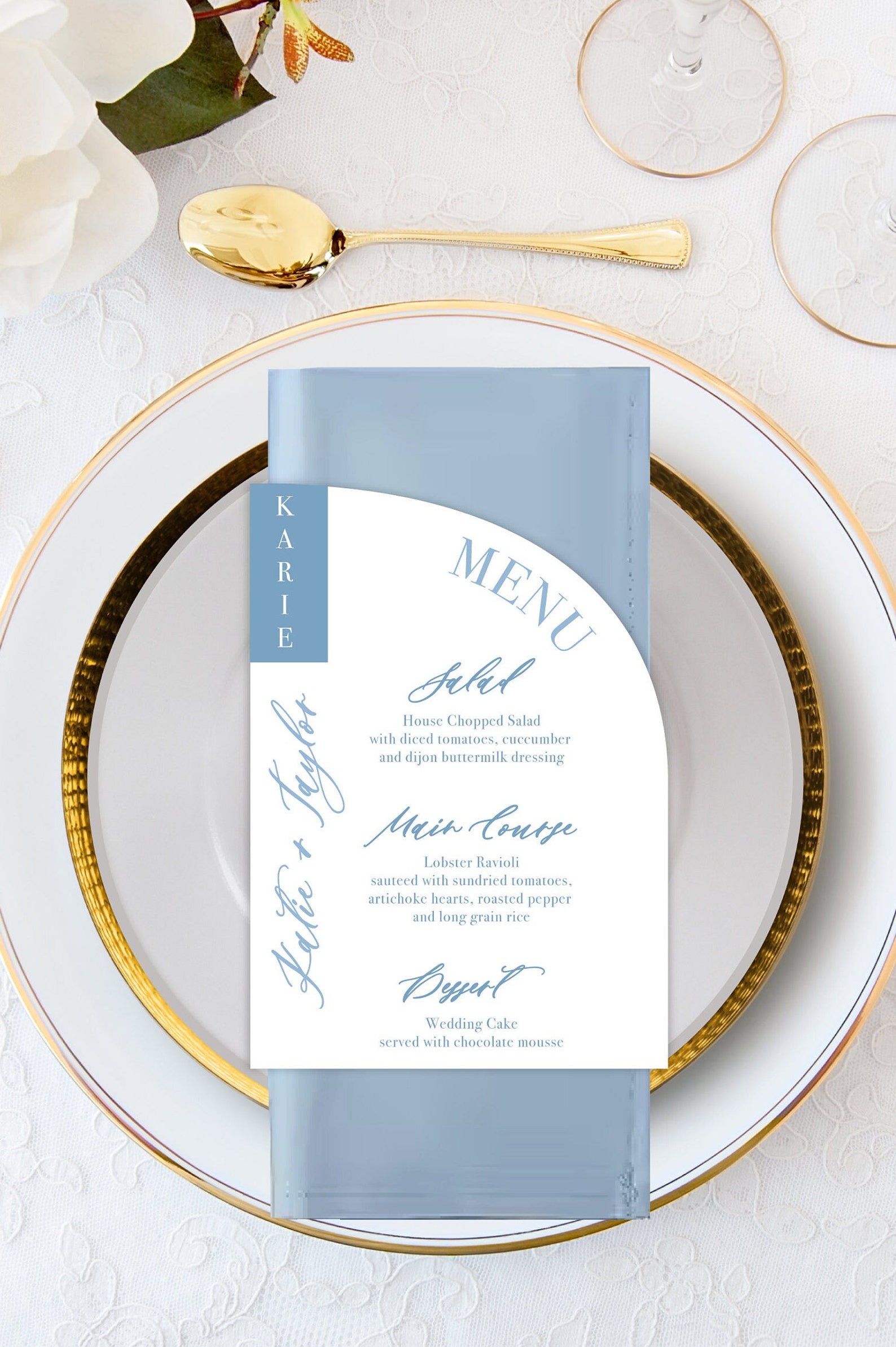 Dusty Blue Wedding Menu Cards Arched Dinner Menu Vintage - Etsy
