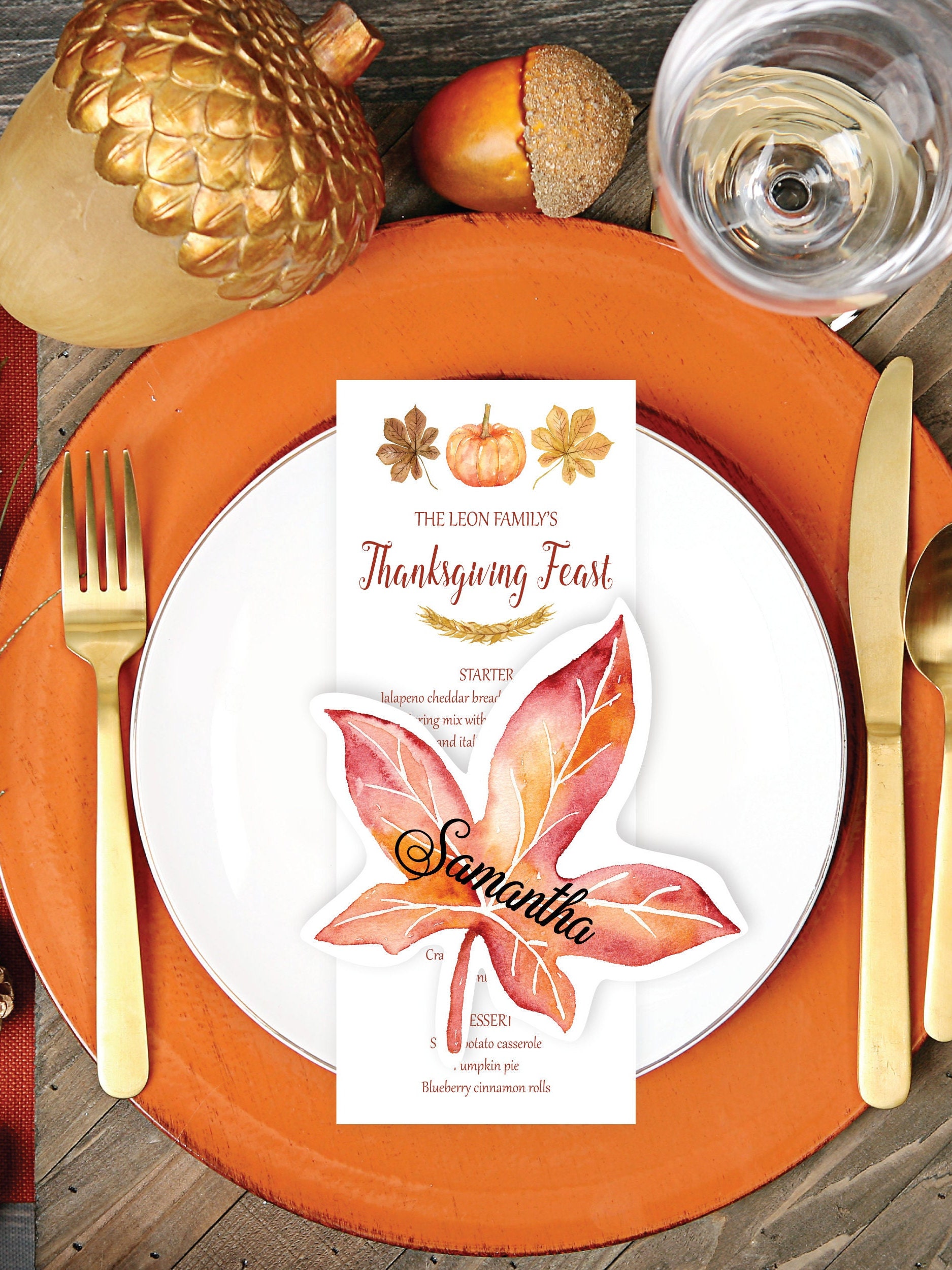 Maple Leaf Place Cards | Thanksgiving Place Cards | Fall Wedding Escort ...