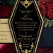 Black and Gold Coffin Wedding Invitation | Coffin and Red Roses ...