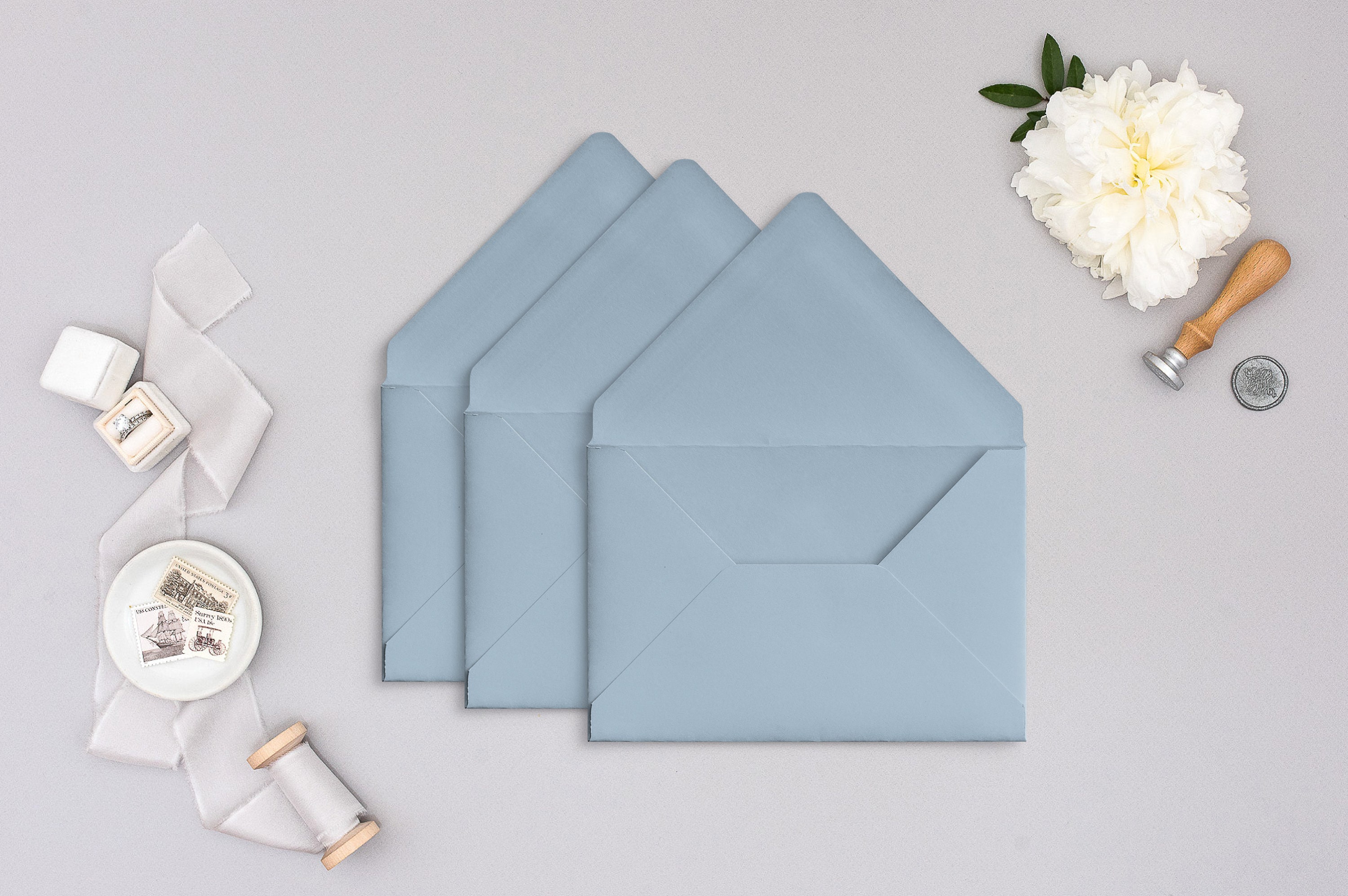 Dusty Blue Matte Envelopes A7.5 Blue Envelopes Light Blue | Etsy
