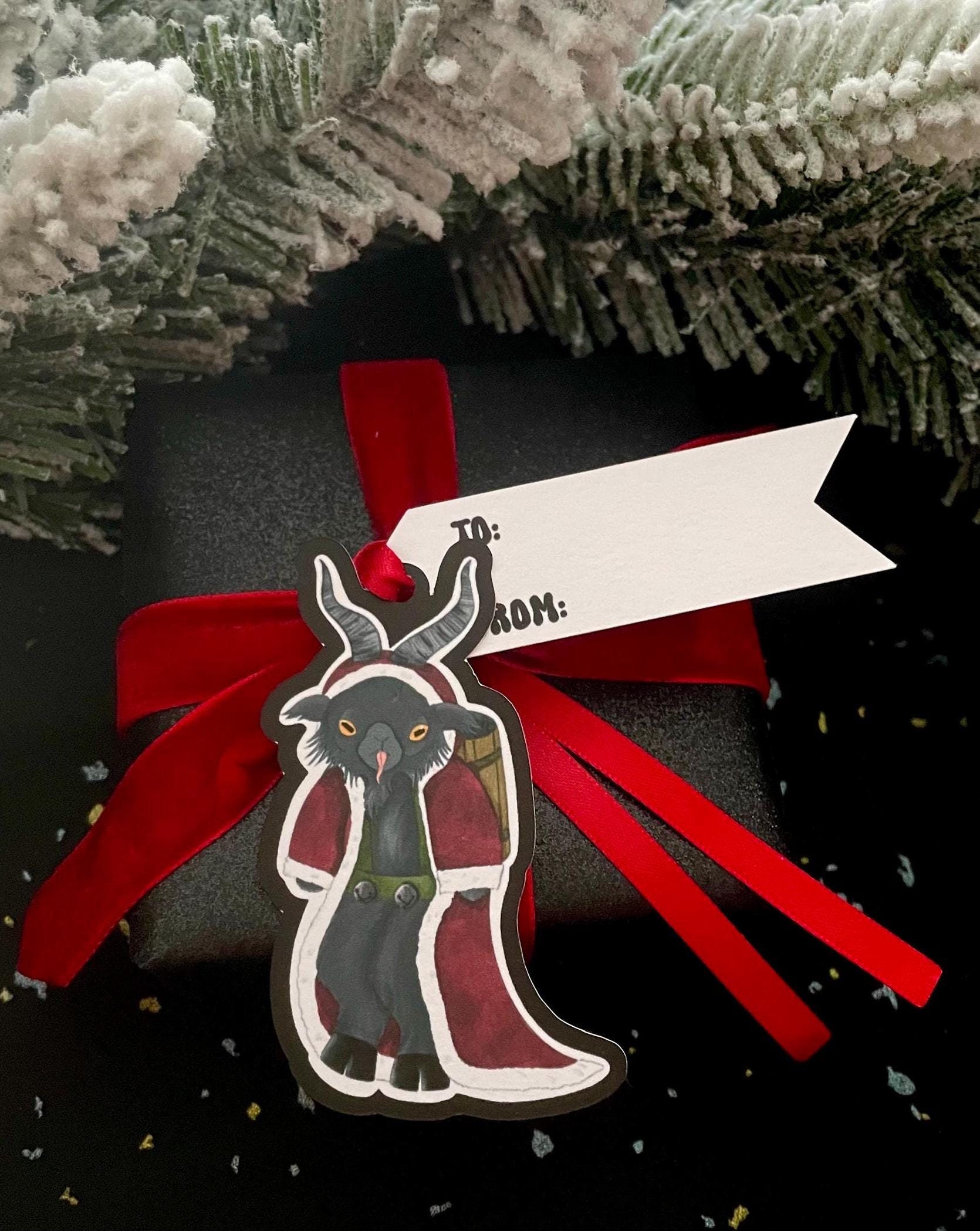 Merry Krampus Gift Tags | Goth Christmas Gift Tags | Creepy Holiday ...