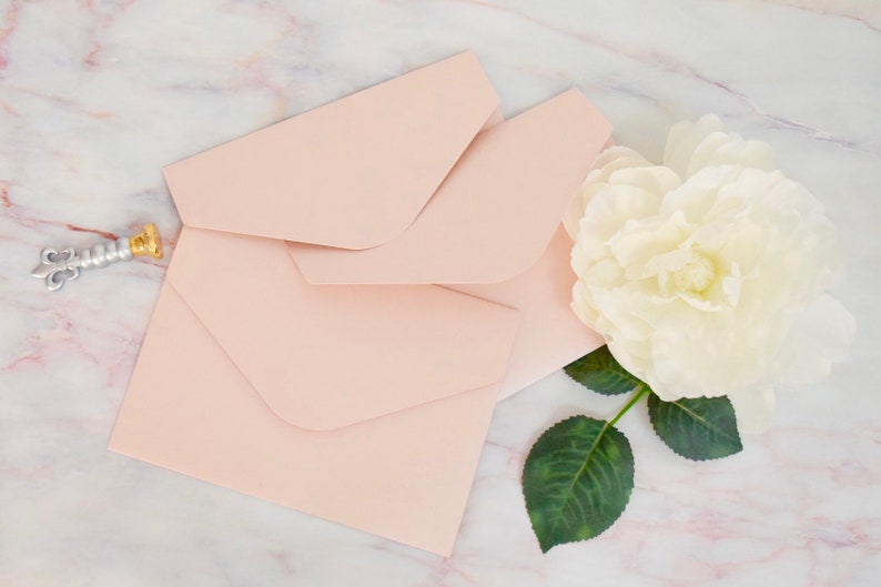Pocket Wedding Invitation| Blush Tri-fold Envelopes| Pocket Invitation ...