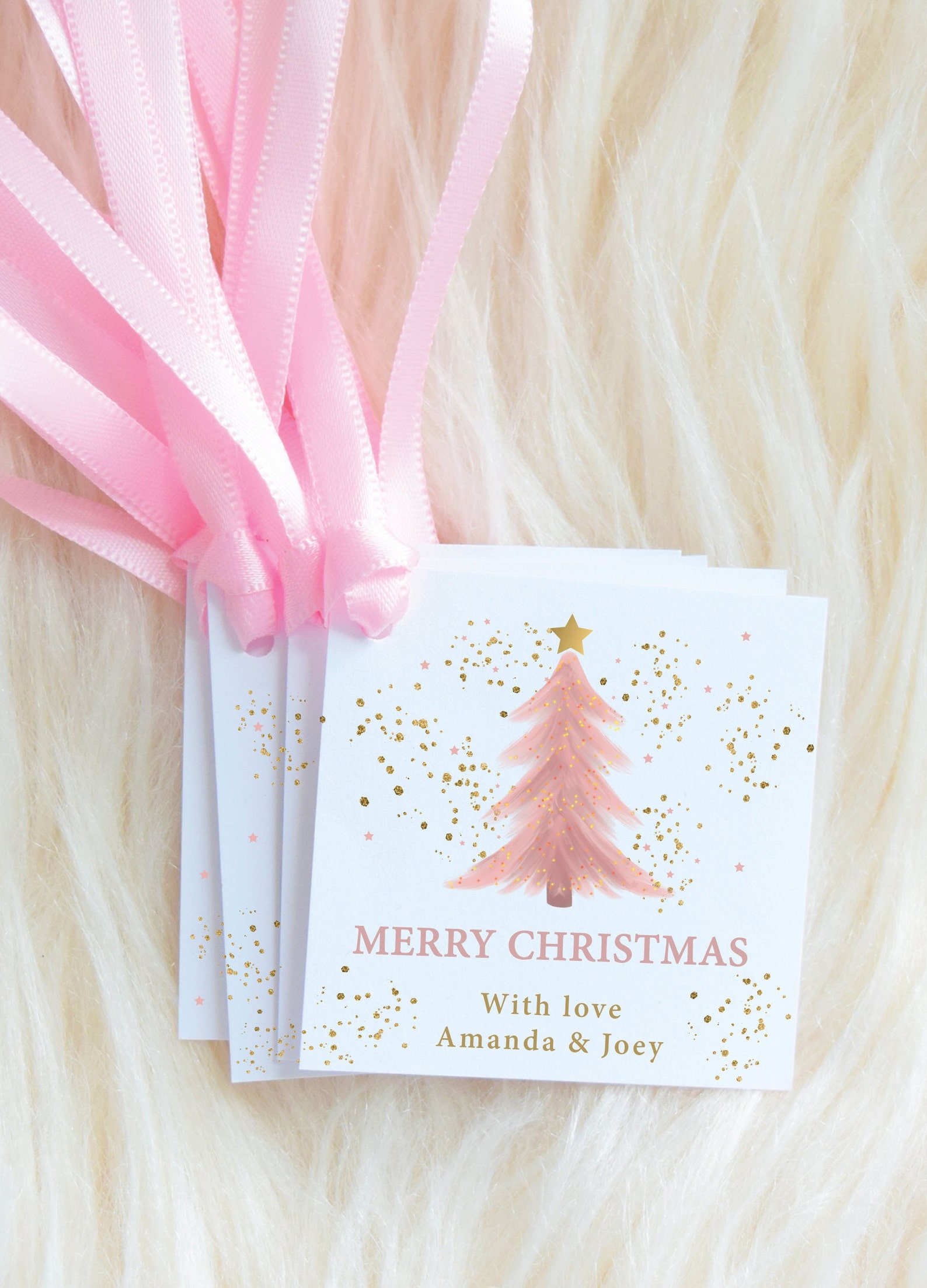 Pink Christmas Tree Tags| Pink Christmas Gift Tags| Pastel Holiday Gift ...