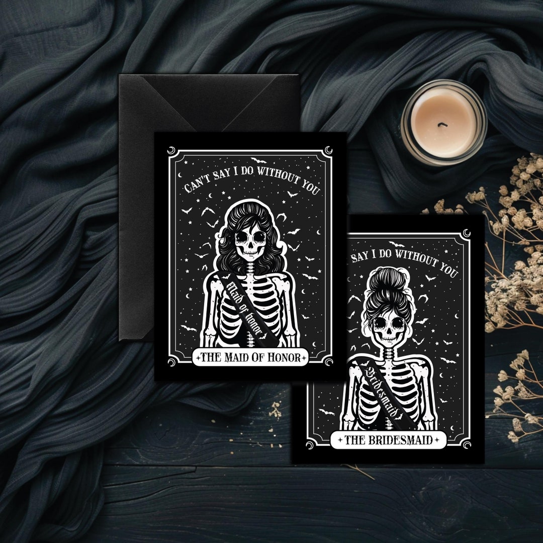 Skeleton Bridesmaid Proposal Tarot Card| Gothic Bridal Party Proposal ...