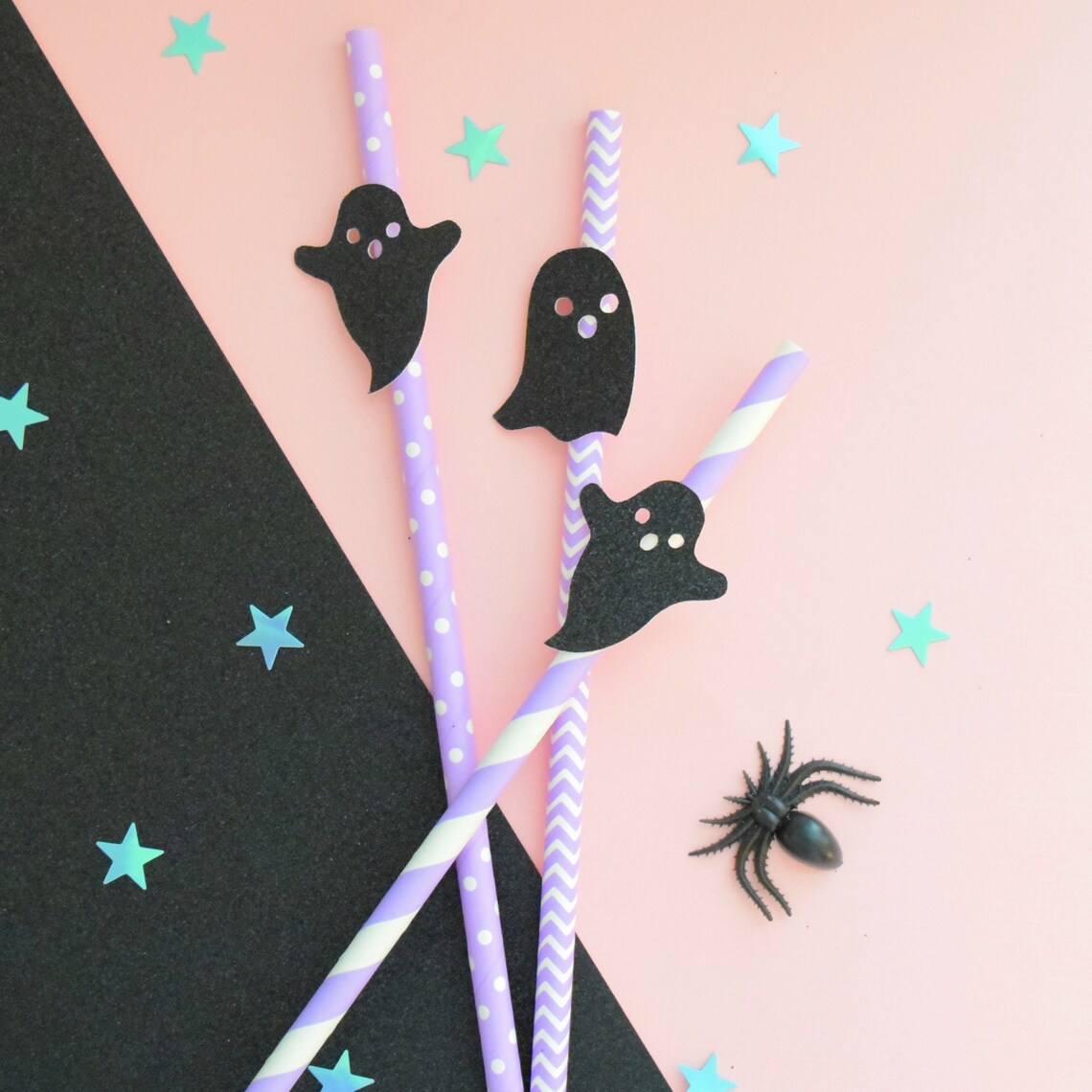 Ghost Halloween Straws Black Glitter Ghost Halloween Straws - Etsy