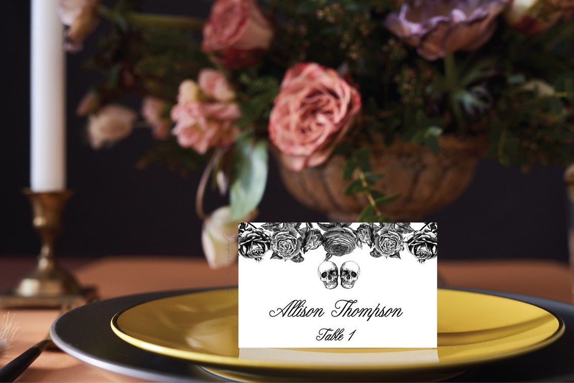Till Death Do Us Part Place Cards Skull Place Cards | Etsy