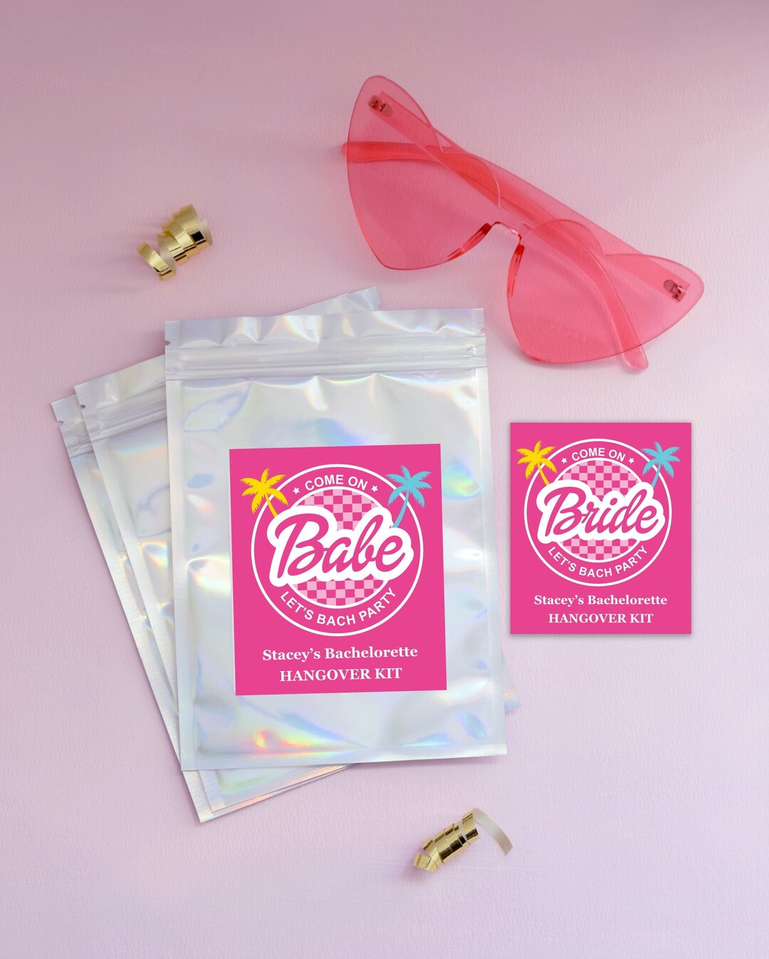 90's Bachelorette Recovery Kit Bags | Pink Doll Themed Bachelorette ...