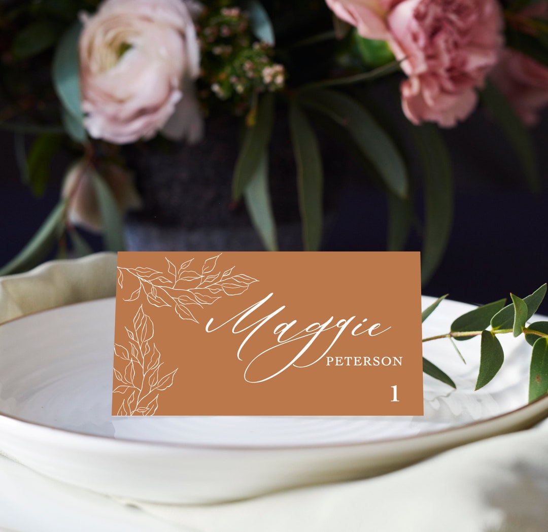 Burnt Orange Wedding Place Cards Boho Wedding Place Card Earthy Modern ...