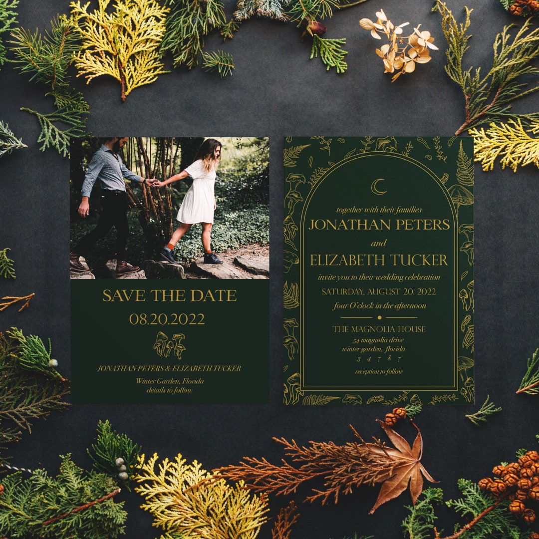 Forest Wedding Invitation | Woodsy Dark Forest Wedding Invitation ...