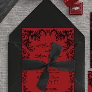 Red Gothic Wedding Invitation| Vampire Invitation| Red and Black ...