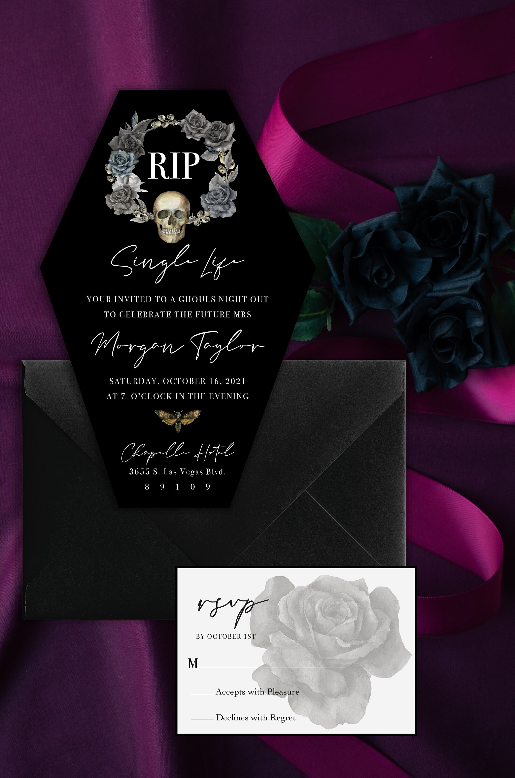 RIP Single Life Invitation | Gothic Bridal Shower Invitation| Halloween ...