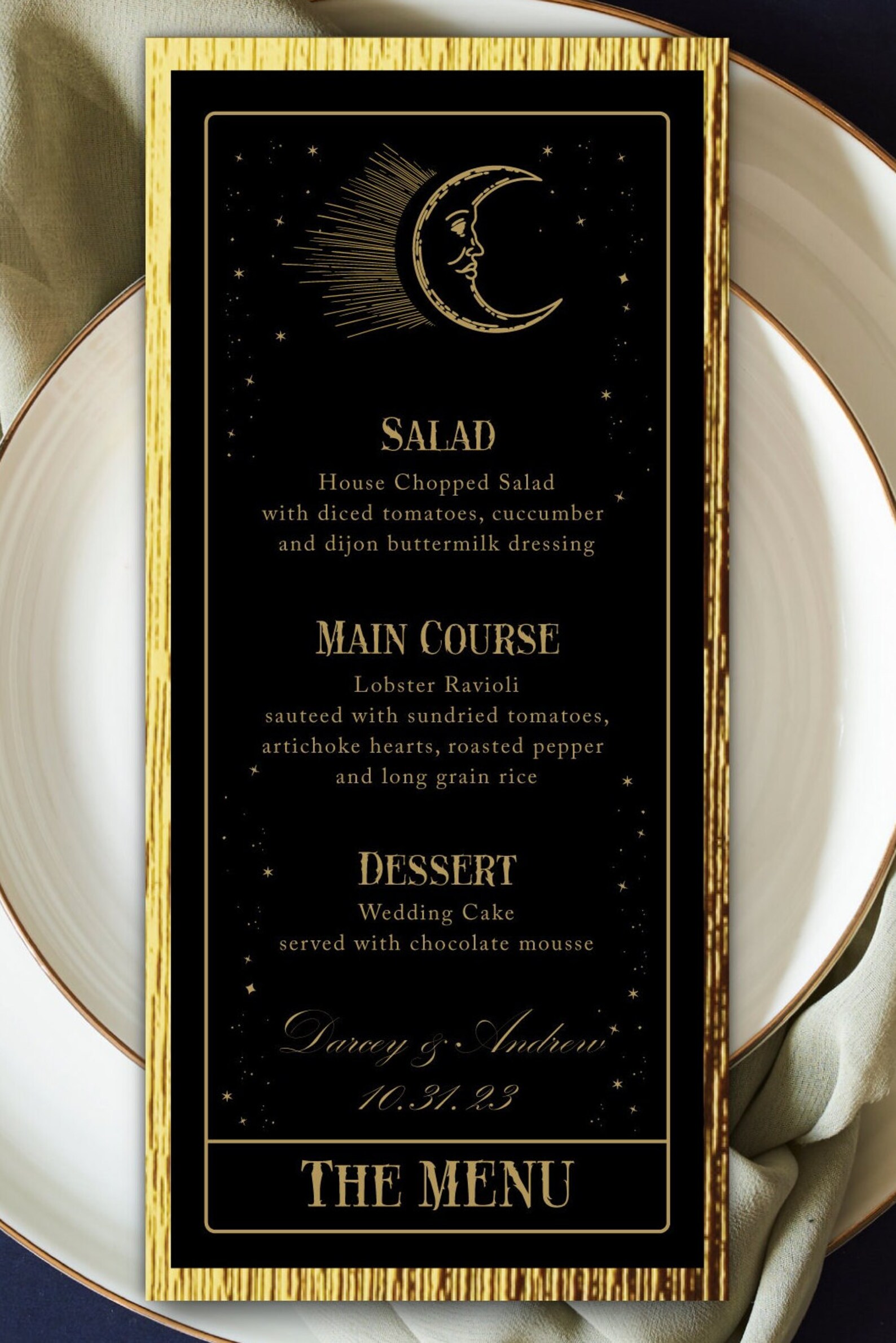 Tarot Wedding Menu Cards | Celestial Wedding Menu | Tarot Printed Menu ...