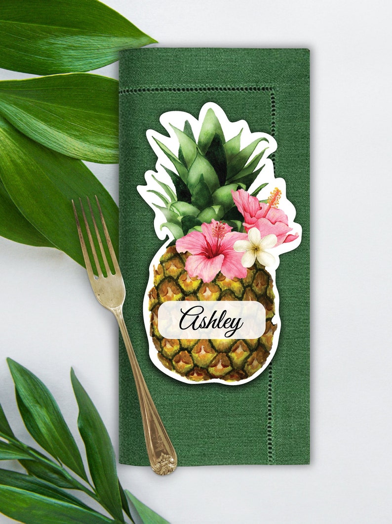 Pineapple Place Cards| Tropical Bachelorette Seating Cards| Luau ...