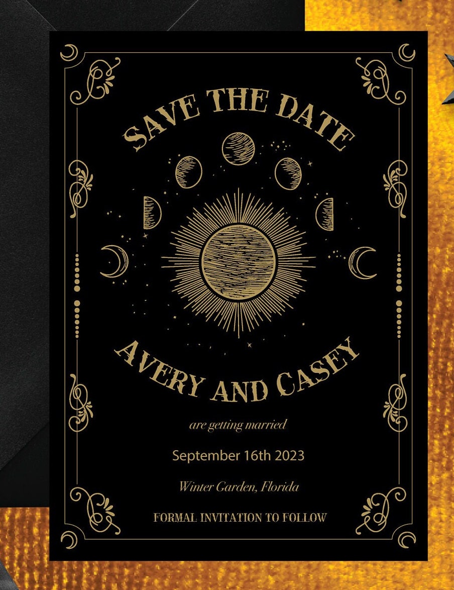 Celestial Save the Date Invitation Witchy Wedding Invitation - Etsy