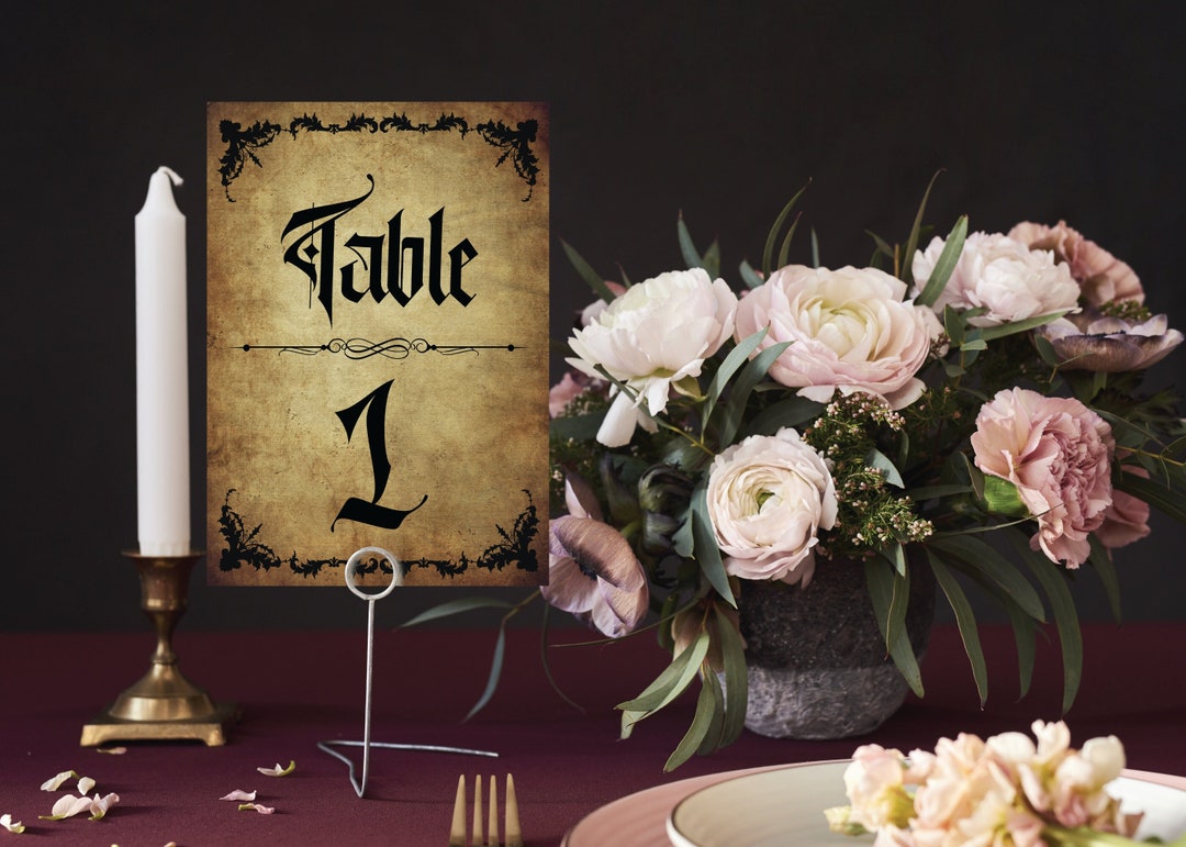 Gothic Wedding Table Numbers| Halloween Wedding Table Numbers| Vintage ...