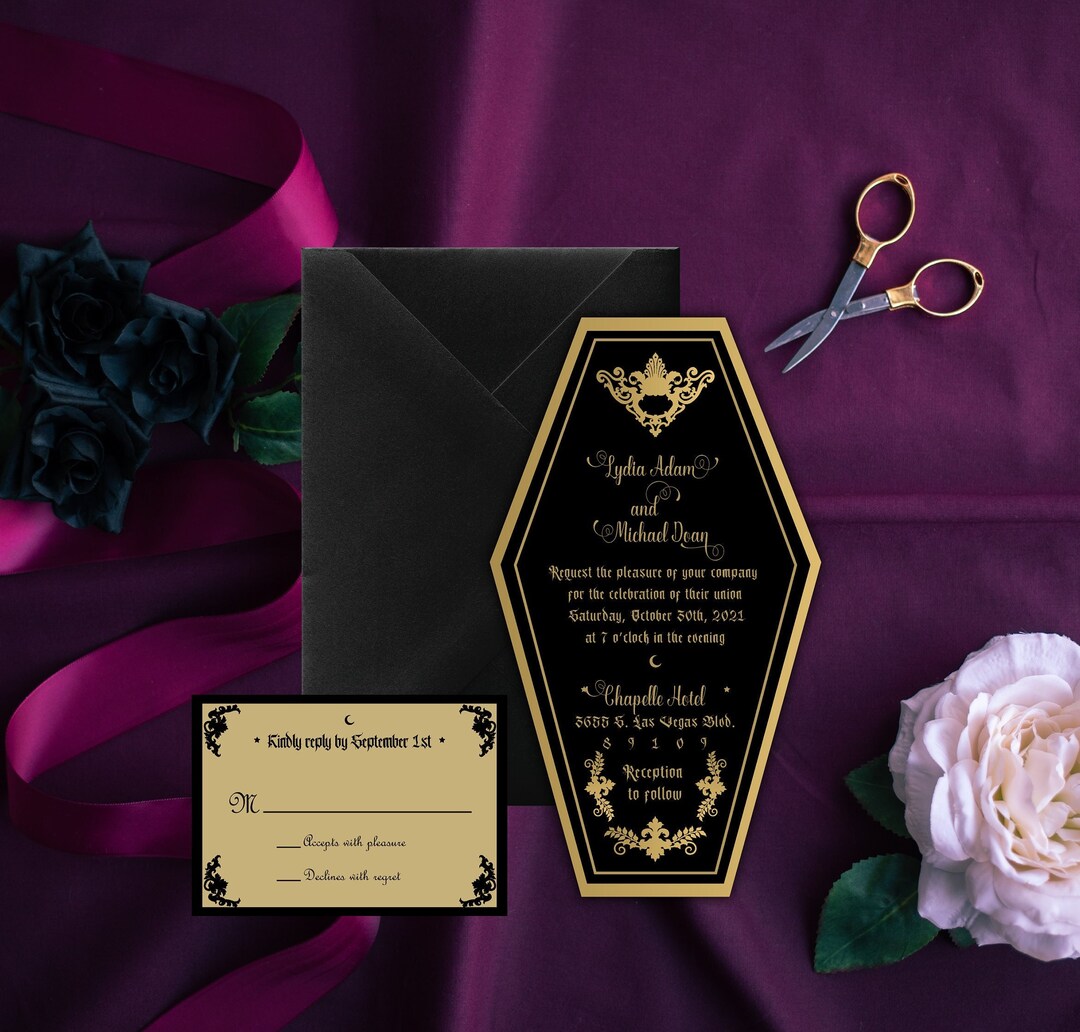 Gothic Wedding Invitation Black Coffin Wedding Invitation til Death Do ...