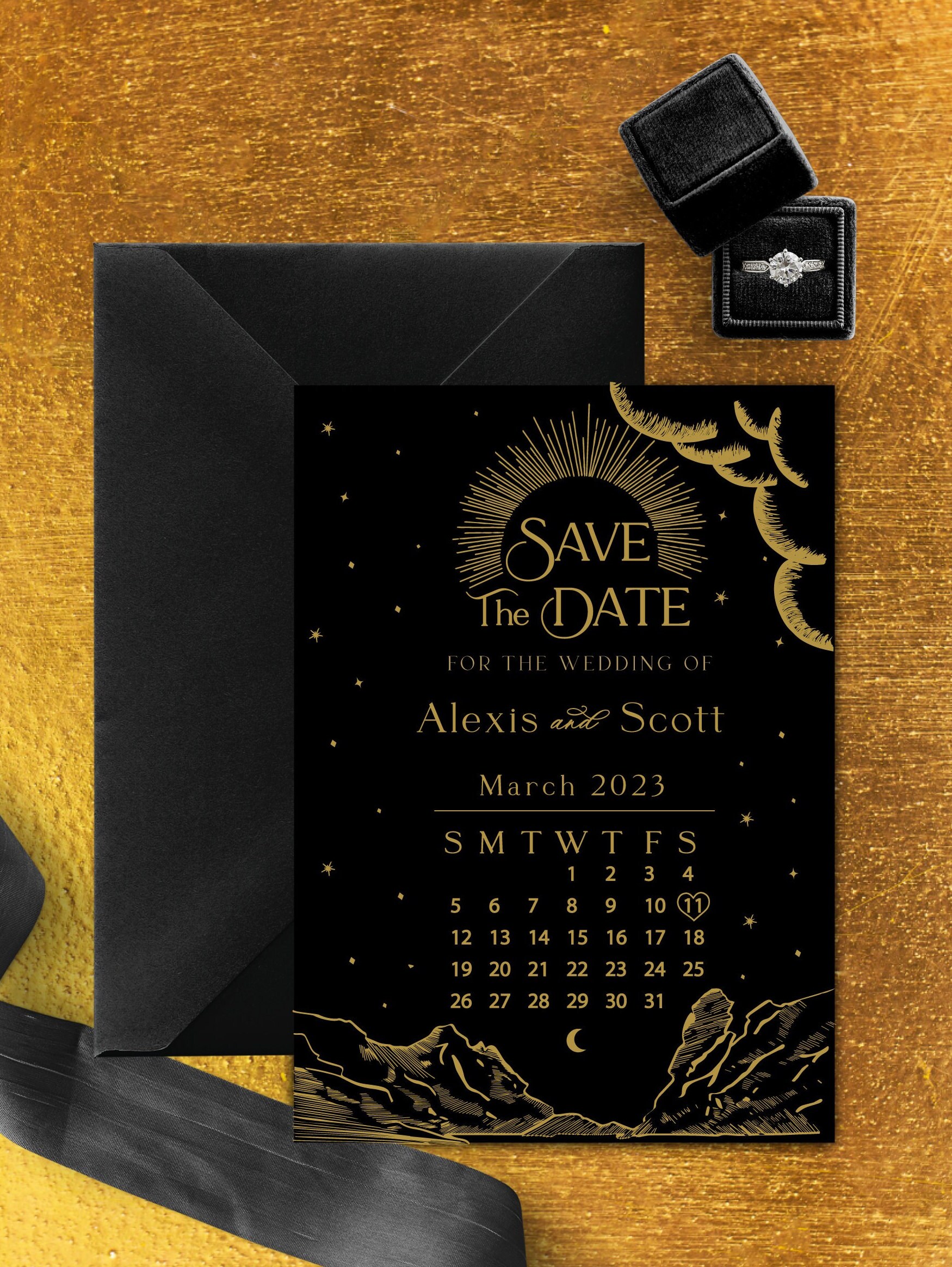 Celestial Save the Date| Starry Save the Date| Sun and Moon Save the ...
