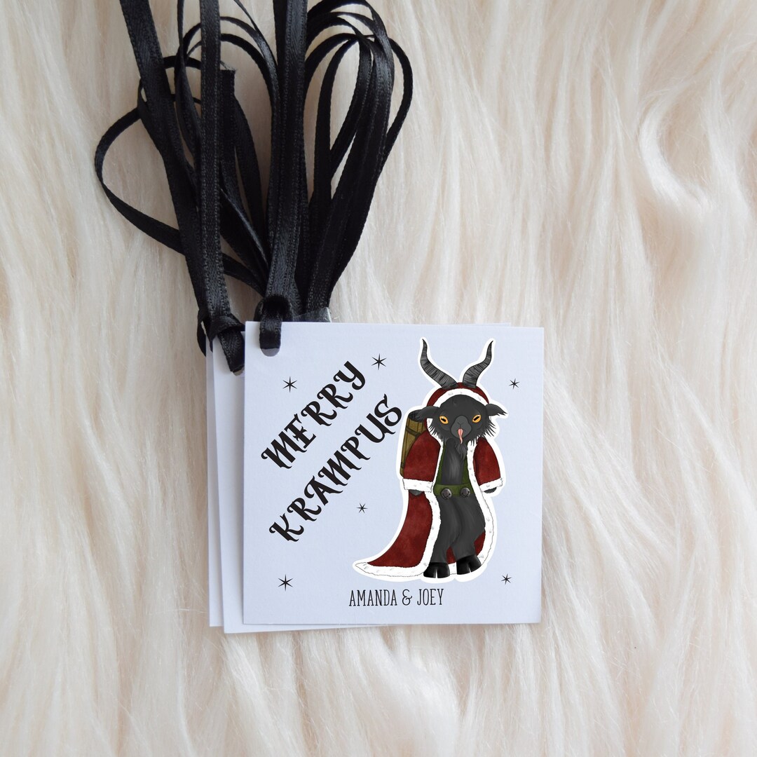 Merry Krampus Gift Tags Goth Christmas Gift Tags Creepy Holiday Tags ...