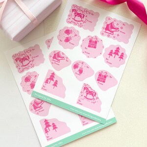Pink Christmas Gift Tags | Christmas Gift Sticker Sheet|pink Holiday ...