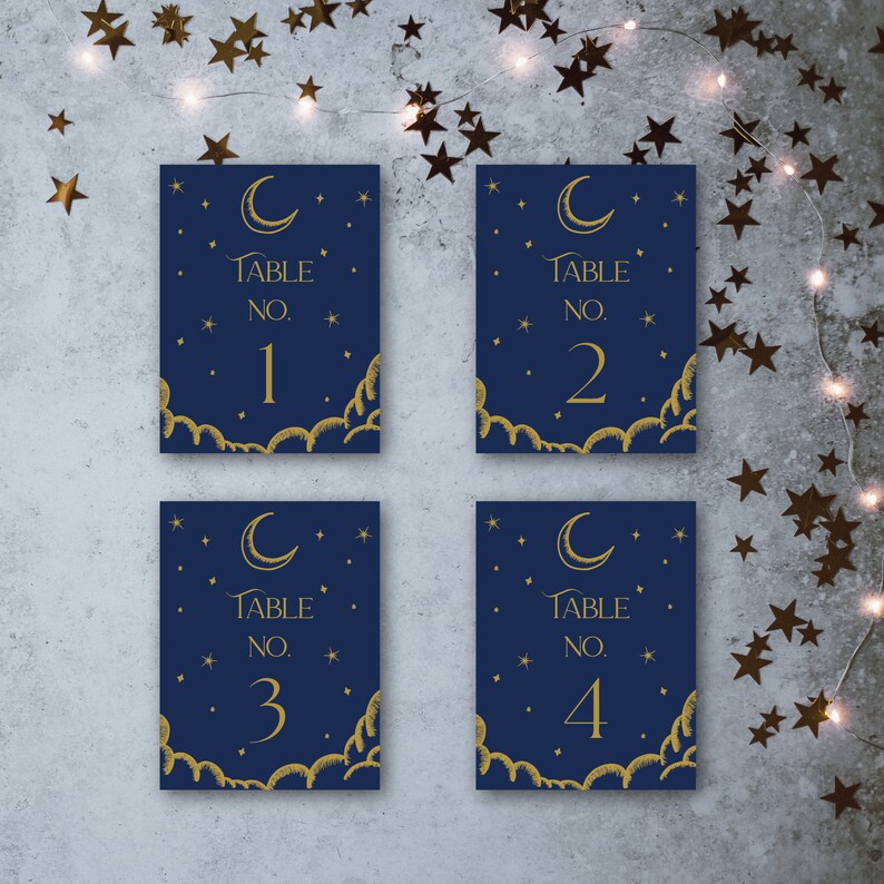 Celestial Wedding Table Numbers Starry Night Table Numbers - Etsy