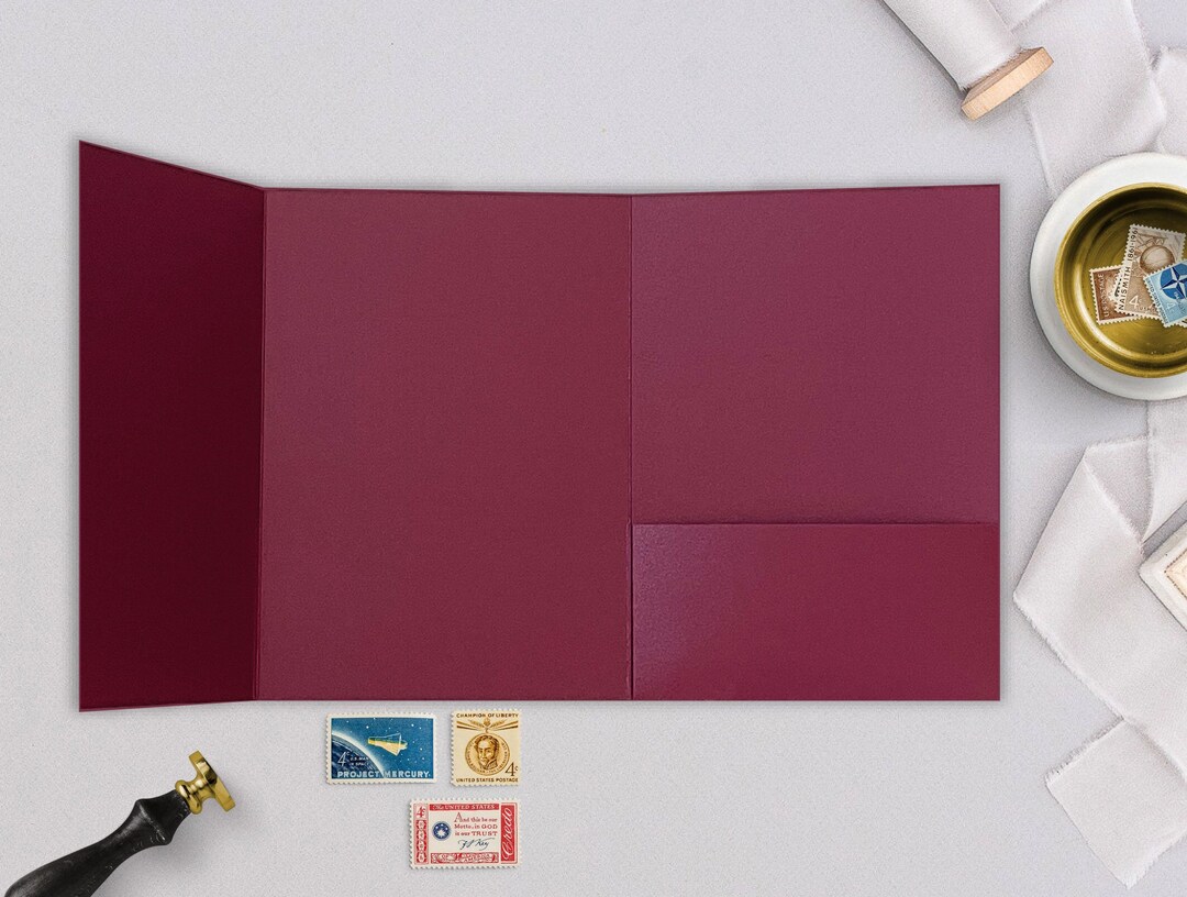 Burgundy Shimmer Pocket Envelopes| Burgundy Tri-fold Envelope| Pocket ...