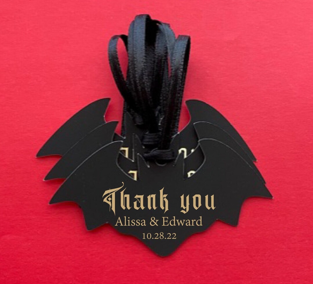 Bat Wedding Thank You Tags| Till Death Do Us Part Tags| Halloween Bat ...