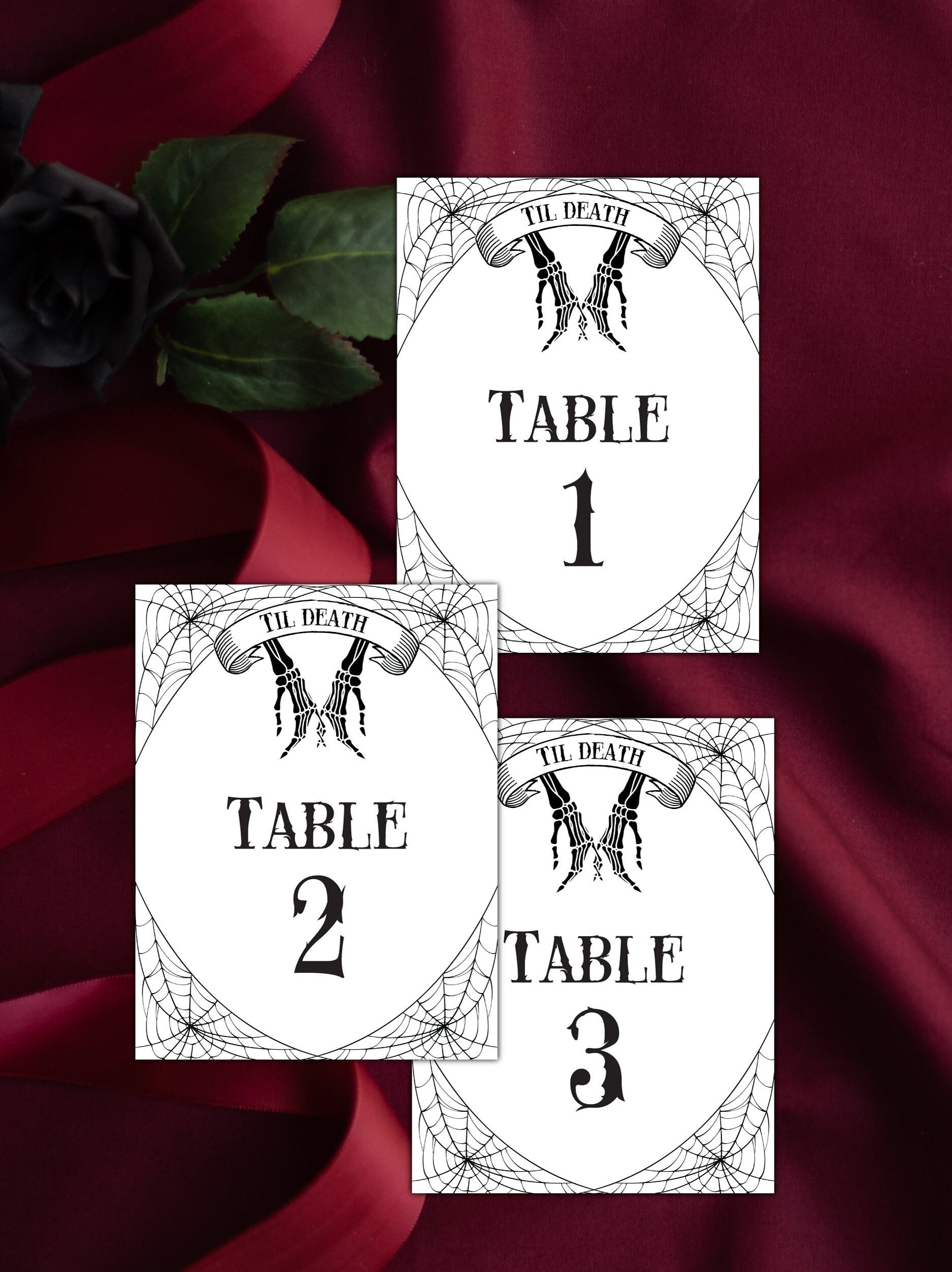 Till Death Table Number Cards| Gothic Table Numbers| Halloween Wedding ...