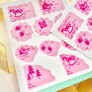 Pink Christmas Gift Tags and Sticker Bundle | Christmas Gift Wrapping ...