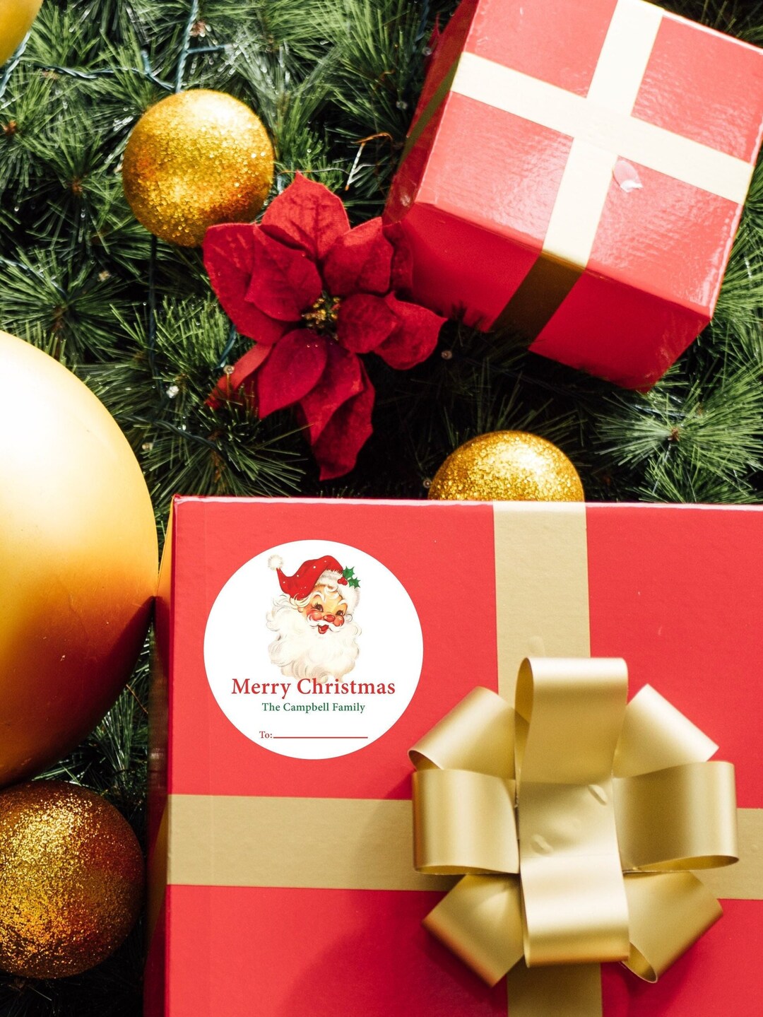 Personalized Christmas Gift Stickers| Vintage Santa Gift Stickers ...