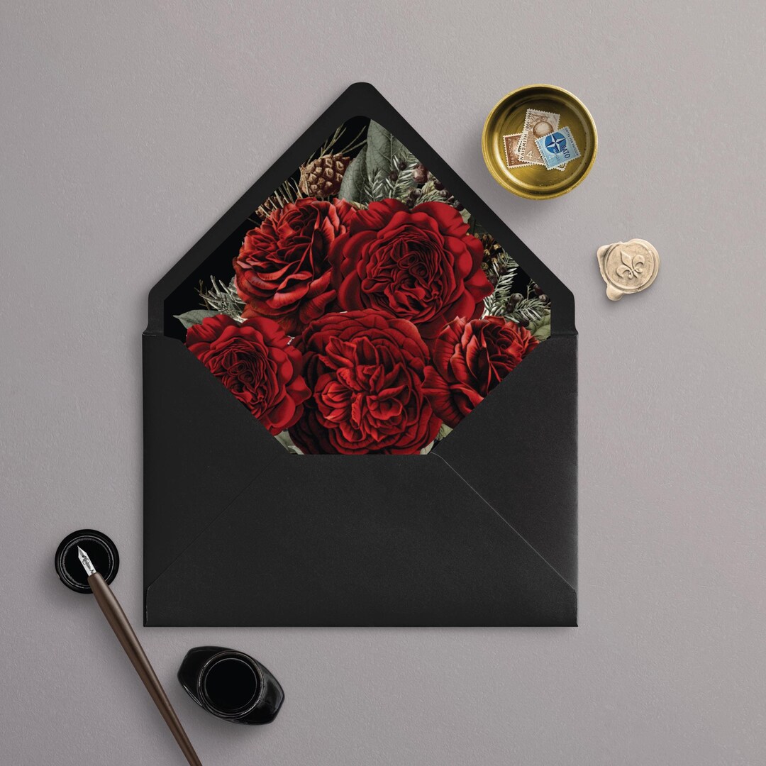 Dark Red Roses Envelope| Gothic Roses Envelope| Moody Floral Envelope ...