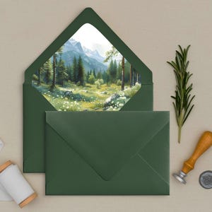 Forest Green Lined Envelopes| Spring Forest Trees Envelope Liner ...