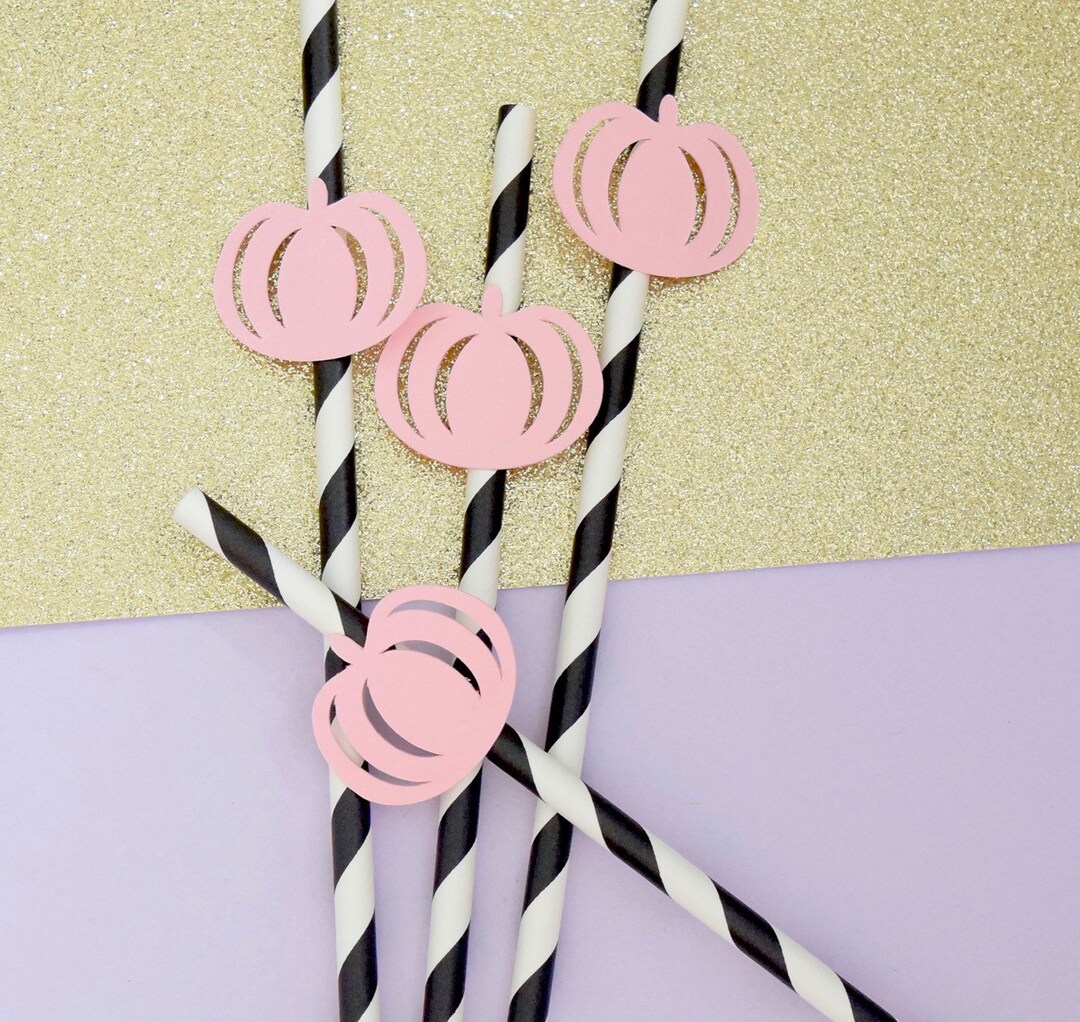 Pink Pumpkin Paper Straws Pink Halloween Party Straws Little Pumpkin ...