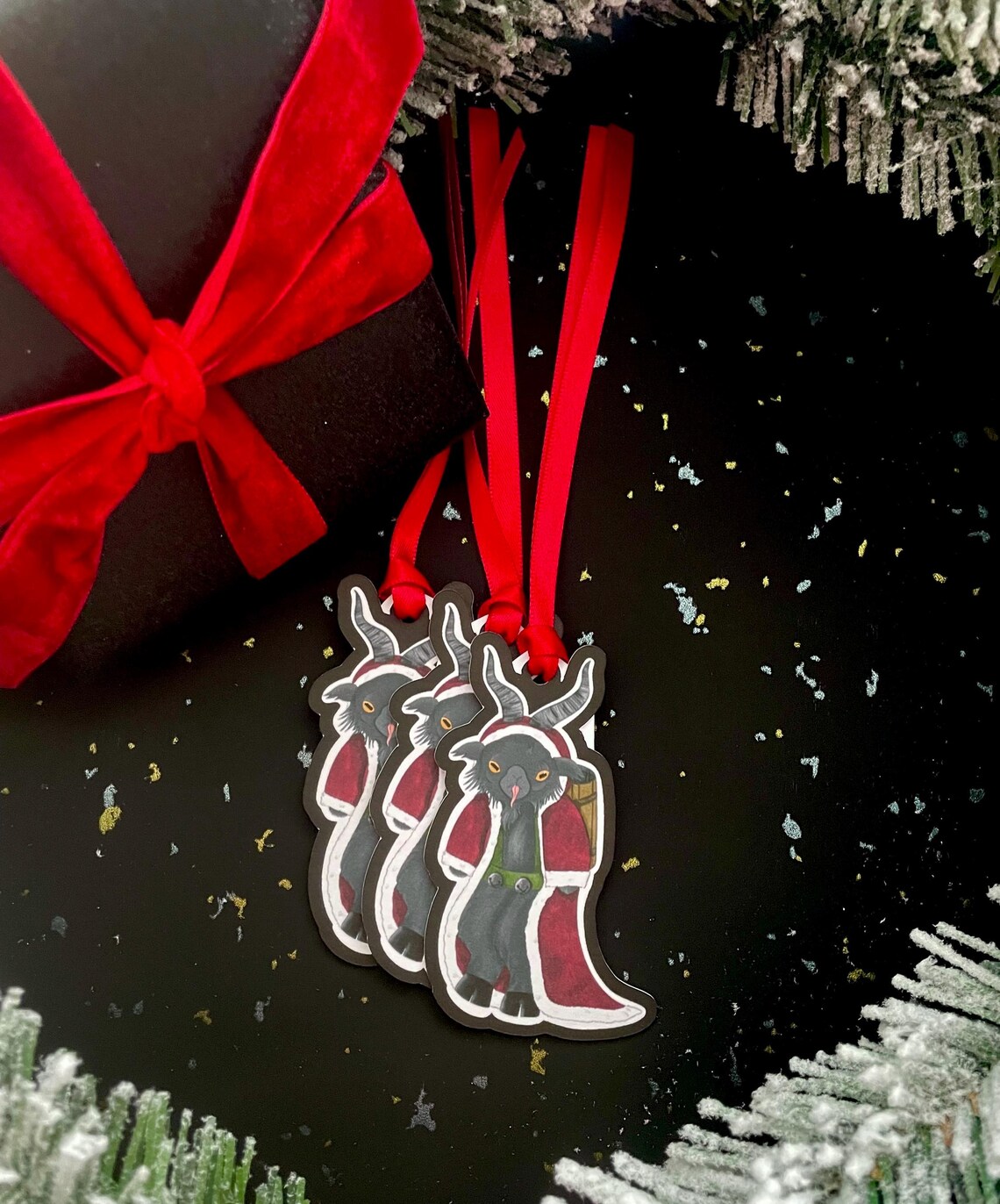 Merry Krampus Gift Tags | Goth Christmas Gift Tags | Creepy Holiday ...