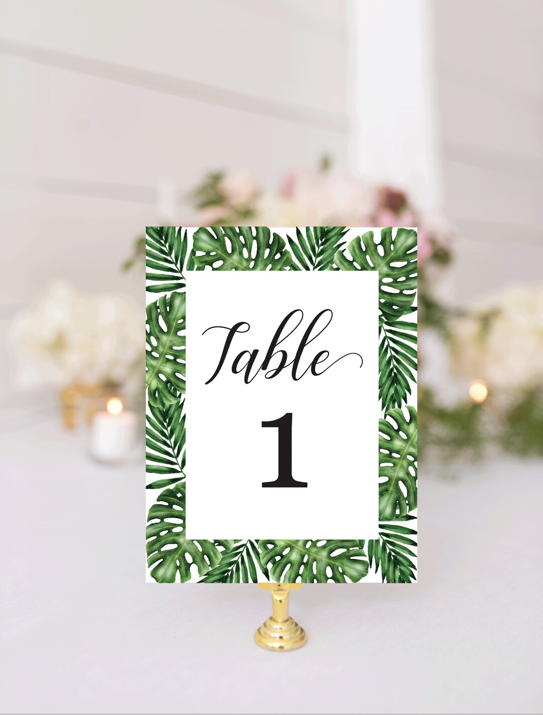 Tropical Wedding Table Number|monstera Table Number| Palm Leaf Printed ...