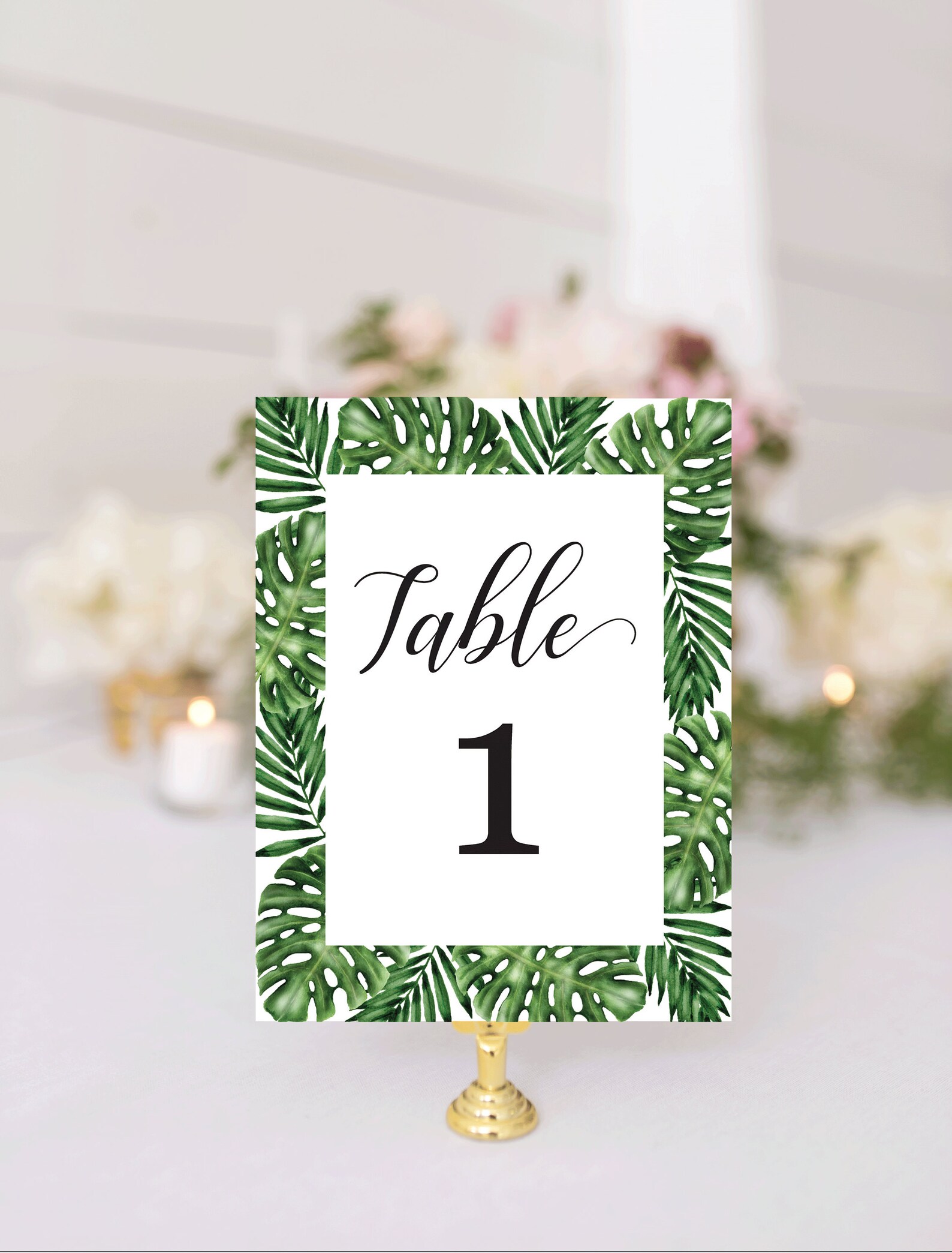 Tropical Wedding Table Numbermonstera Table Number Palm Leaf | Etsy